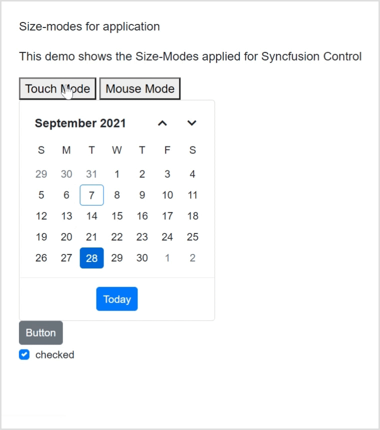 Size Modes In Syncfusion ASP NET CORE Controls