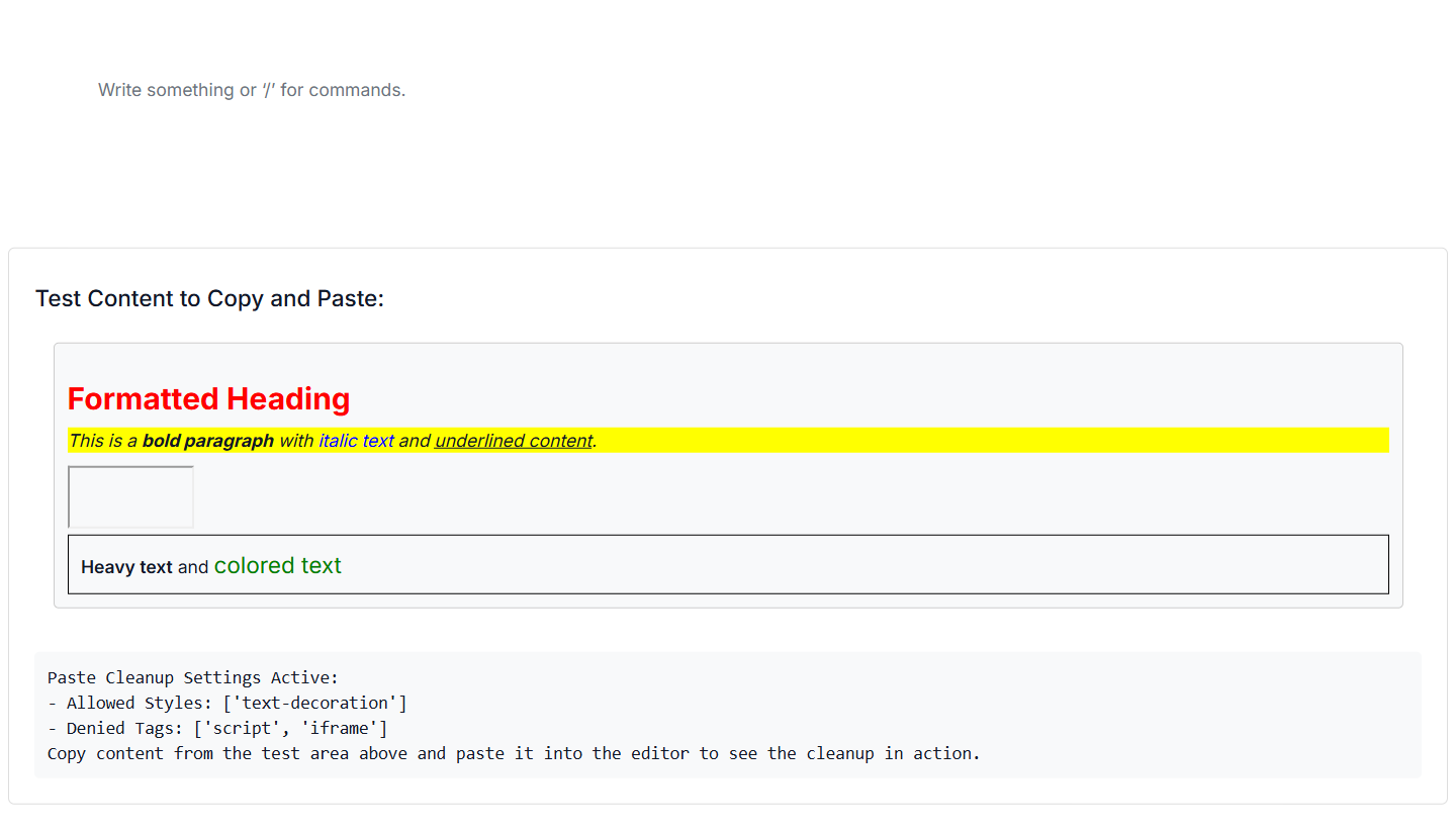 Paste Clean-up in ASP.NET CORE Block Editor control | Syncfusion