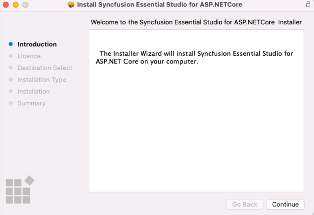 Mac process for Syncfusion Essential Studio ASP.NET Core - EJ2