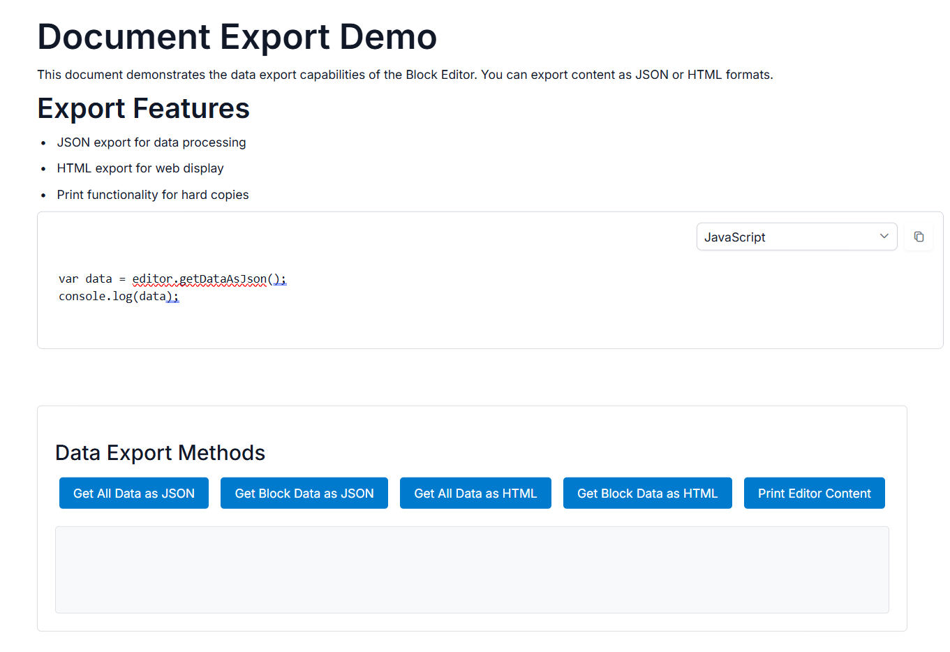 Methods in ASP.NET MVC Block Editor Control | Syncfusion