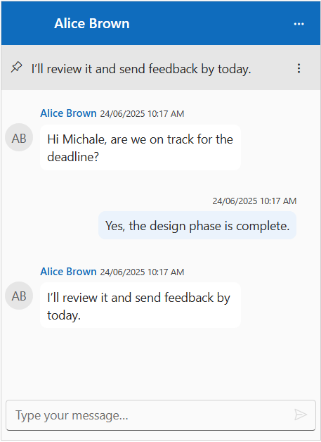 Messages in ASP.NET MVC Chat UI Control | Syncfusion